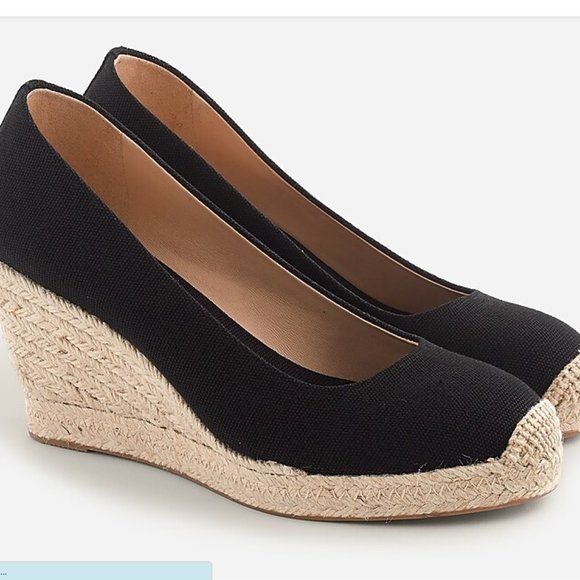J. Crew | Shoes | J Crew Seville Wedge Espadrilleblack Size 8 | Poshmark